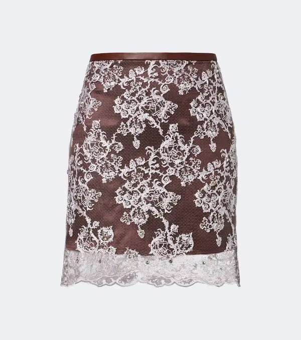 JACQUES WEI Embellished Lace Miniskirt - Blue