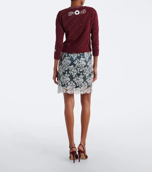 JACQUES WEI Embellished Lace Miniskirt - Brown