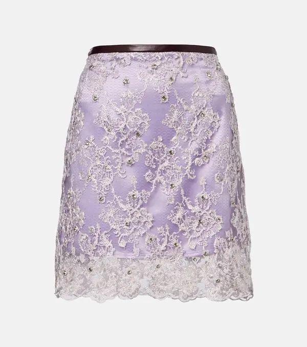 JACQUES WEI Embellished Lace Miniskirt - Purple