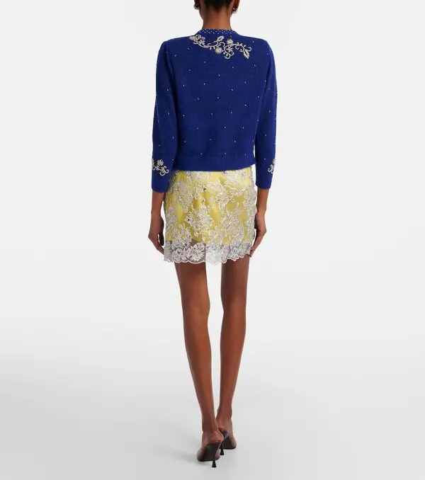JACQUES WEI Embellished Lace Miniskirt - Yellow
