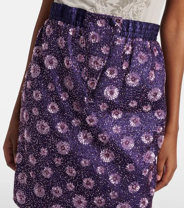 JACQUES WEI Floral Sequined Pencil Skirt