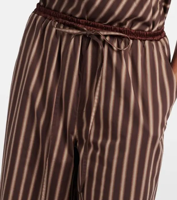 JACQUES WEI Striped Cotton-blend Wide-leg Pants