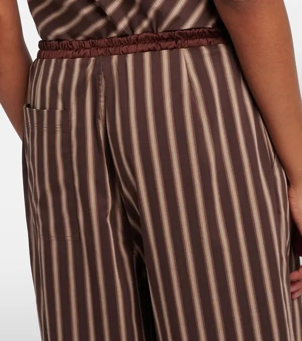 JACQUES WEI Striped Cotton-blend Wide-leg Pants