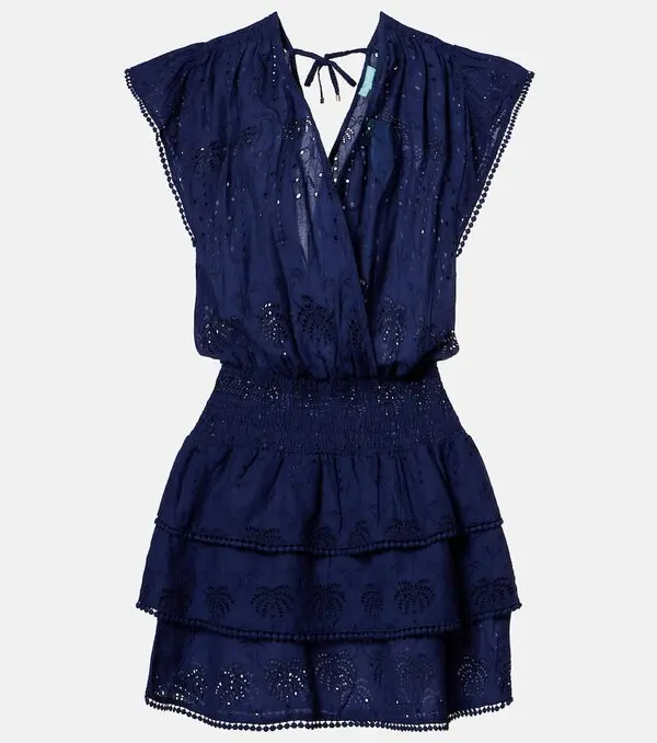 Melissa Odabash Jess Broderie Anglaise Cotton Minidress - Blue