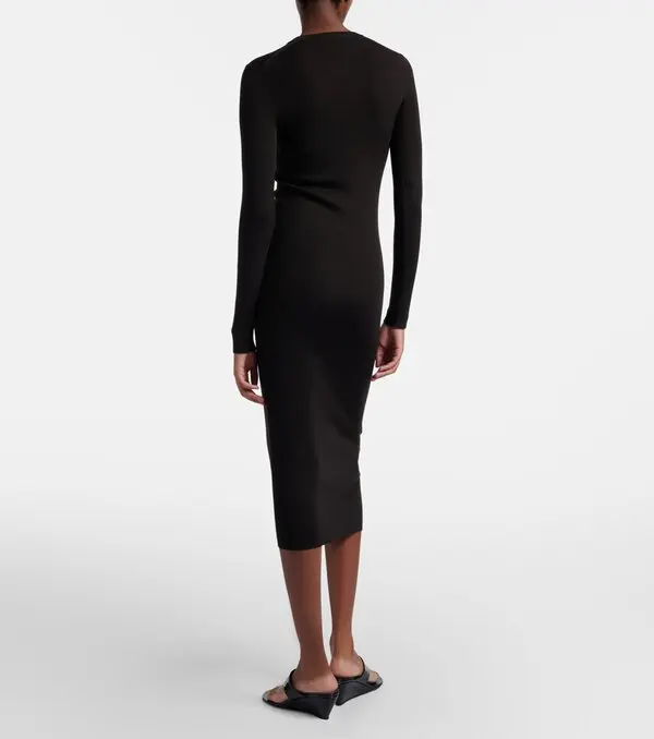Prada Ribbed-knit Virgin Wool Midi Dress