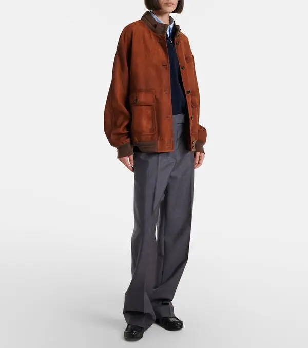 Miu Miu Suede Bomber Jacket - Brown