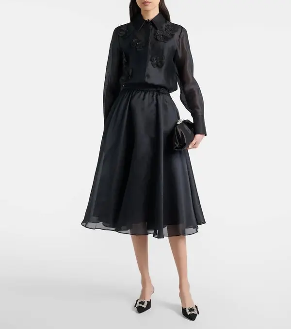 Max Mara Calle Silk Midi Skirt - Black