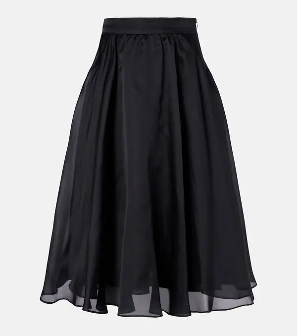 Max Mara Calle Silk Midi Skirt - Black