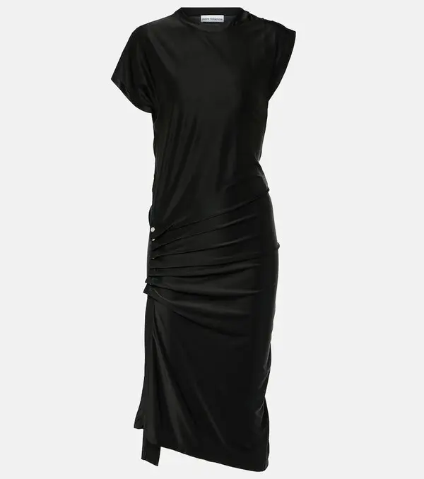 Rabanne Draped Midi Dress Deep Navy - Black