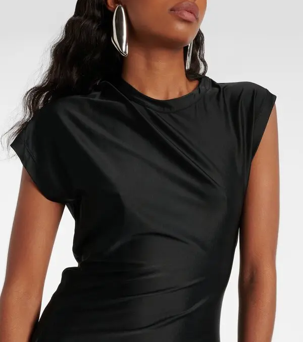 Rabanne Draped Midi Dress Deep Navy - Black