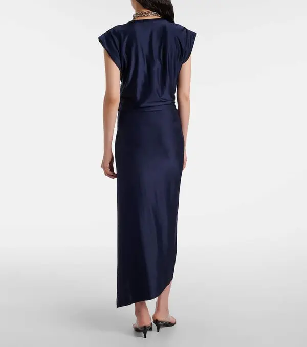 Rabanne Draped Midi Dress Deep Navy
