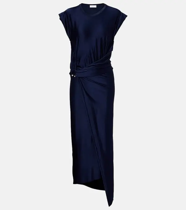 Rabanne Draped Jersey Midi Dress - Blue