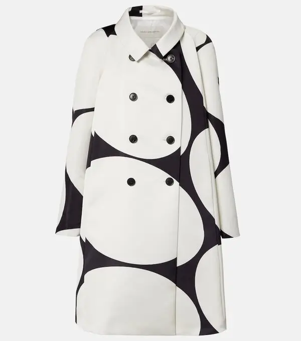 Dries Van Noten Polka-dot Double-breasted Satin Coat