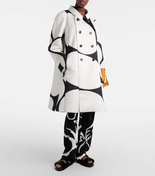 Dries Van Noten Polka-dot Double-breasted Satin Coat