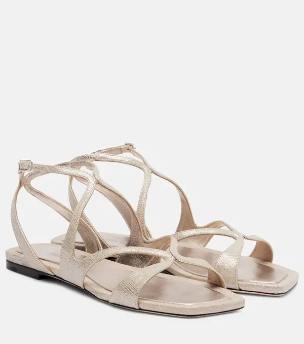 JIMMY CHOO Ayla Leather Sandals - Gold