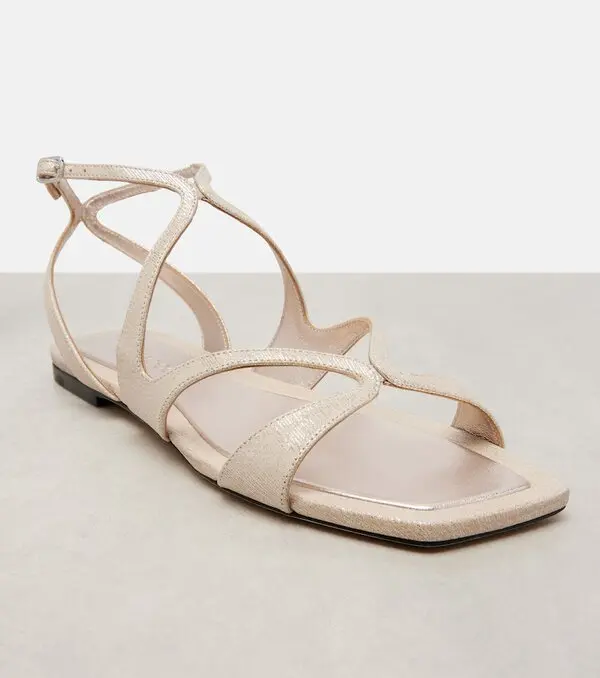 JIMMY CHOO Ayla Leather Sandals - Gold