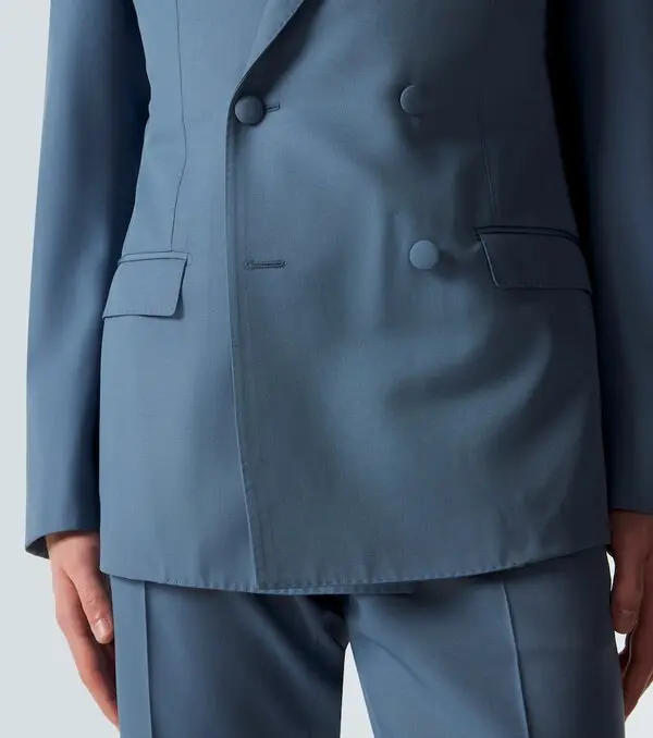Dolce & Gabbana Double-breasted Wool Poplin Suit Jacket - Blue