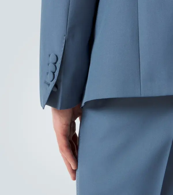 Dolce & Gabbana Double-breasted Wool Poplin Suit Jacket - Blue