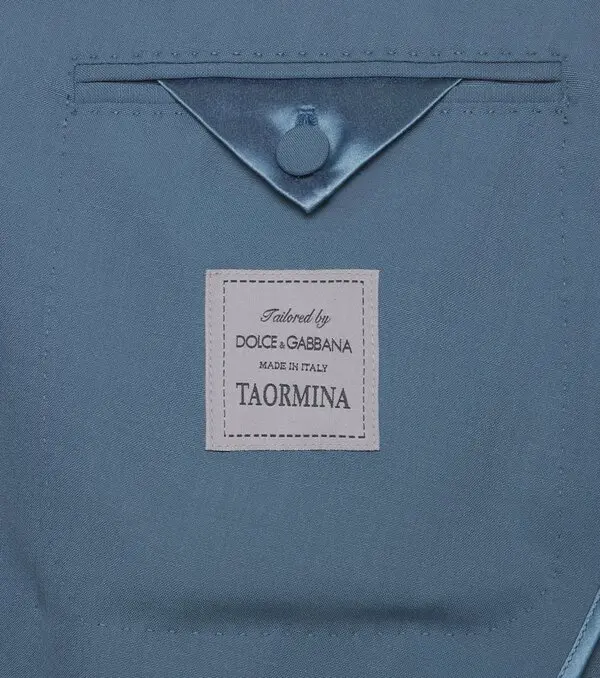 Dolce & Gabbana Double-breasted Wool Poplin Suit Jacket - Blue