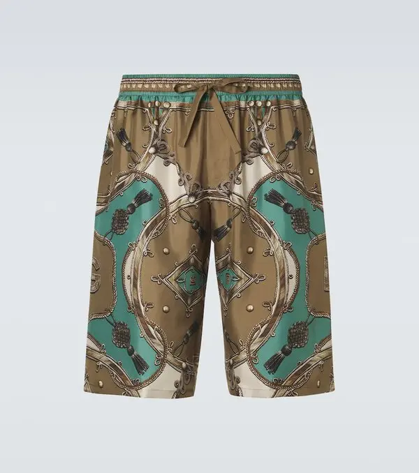 Dolce & Gabbana Printed Silk Twill Shorts
