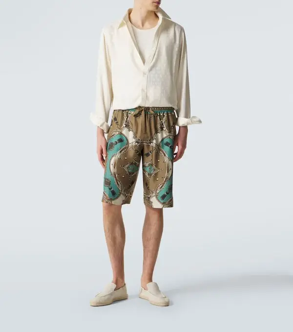 Dolce & Gabbana Printed Silk Twill Shorts