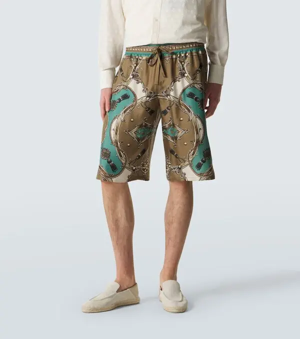 Dolce & Gabbana Printed Silk Twill Shorts