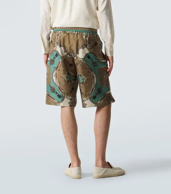 Dolce & Gabbana Printed Silk Twill Shorts