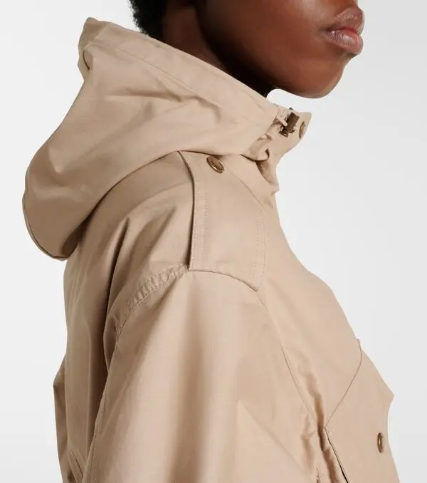 Moncler Carex Cropped Hooded Cotton-blend Poplin Jacket - Beige