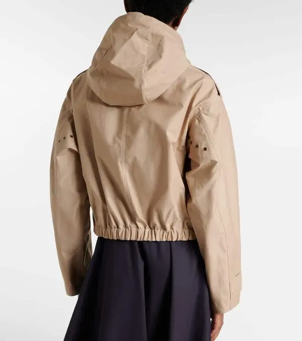 Moncler Carex Cropped Hooded Cotton-blend Poplin Jacket - Beige