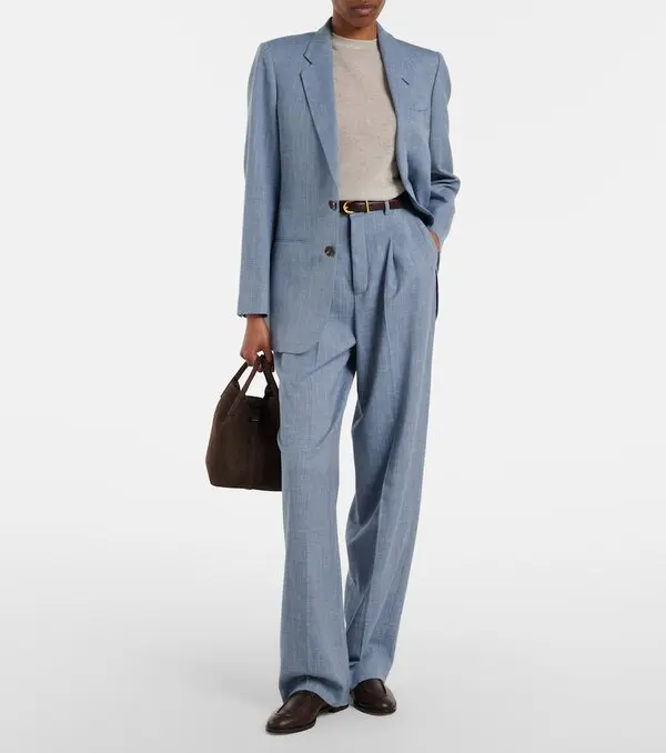 Loro Piana Hector Wool, Silk, And Linen Wide-leg Pants