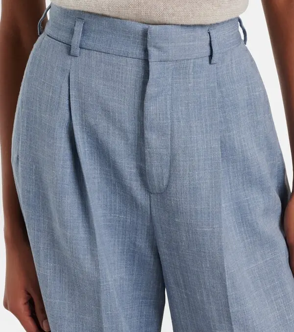 Loro Piana Hector Wool, Silk, And Linen Wide-leg Pants