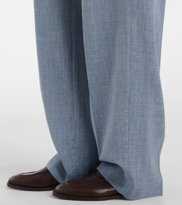 Loro Piana Hector Wool, Silk, And Linen Wide-leg Pants