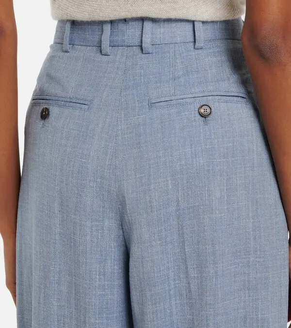 Loro Piana Hector Wool, Silk, And Linen Wide-leg Pants