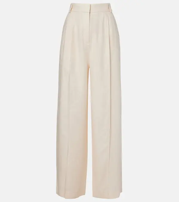 Loro Piana Lodger Linen And Wool Wide-leg Pants - White