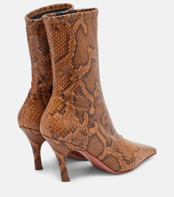 Amina Muaddi Jamie Snake-effect Leather Ankle Boots