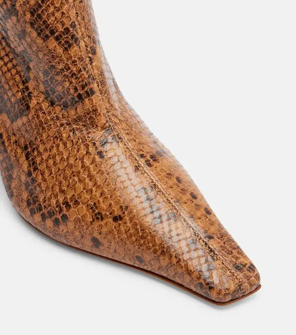 Amina Muaddi Jamie Snake-effect Leather Ankle Boots