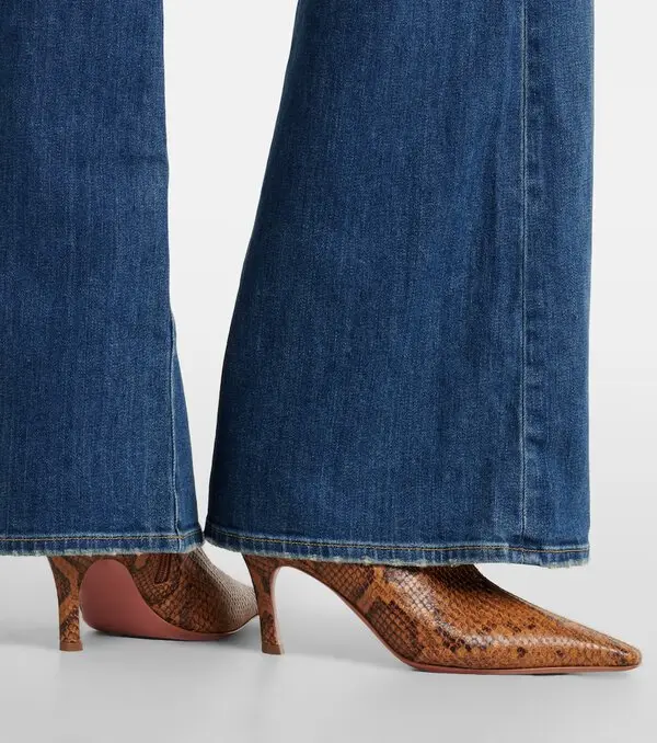 Amina Muaddi Jamie Snake-effect Leather Ankle Boots