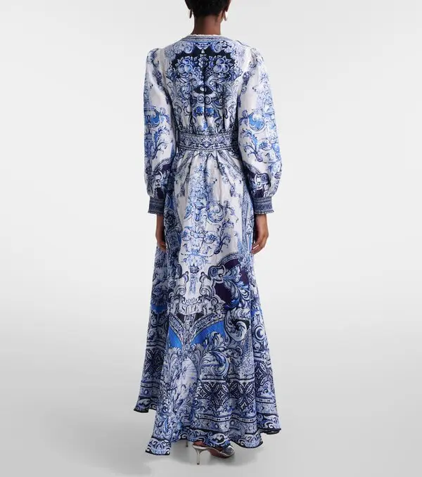 Camilla Printed Linen And Silk Maxi Dress