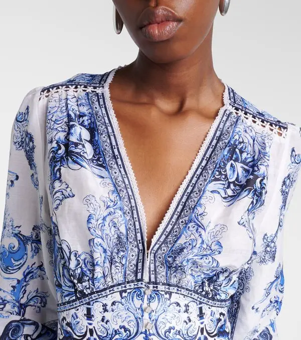 Camilla Printed Linen And Silk Maxi Dress