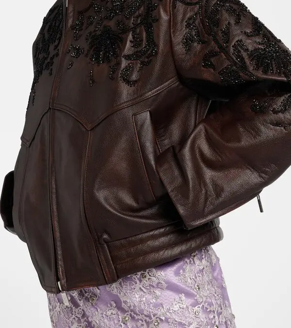 JACQUES WEI Beaded Leather Jacket