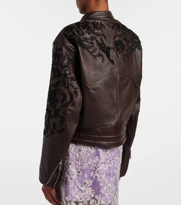JACQUES WEI Beaded Leather Jacket