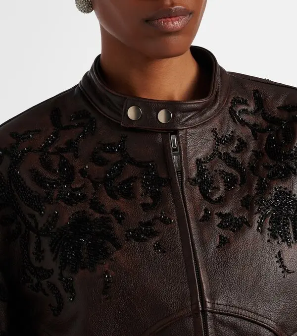 JACQUES WEI Beaded Leather Jacket