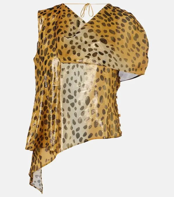 JACQUES WEI Silk-blend Lamé Top