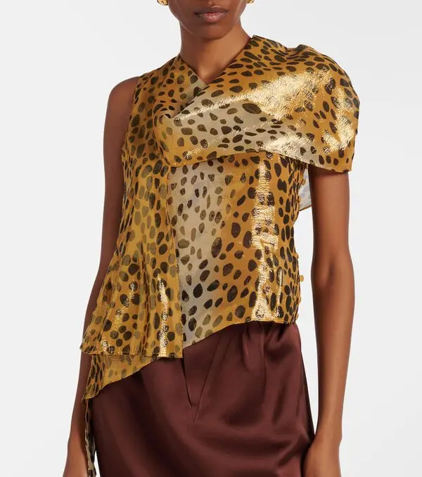 JACQUES WEI Silk-blend Lamé Top