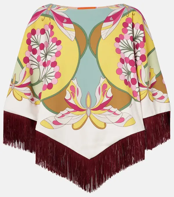 La DoubleJ Florette Placee Reversible Satin Poncho - Multicoloured