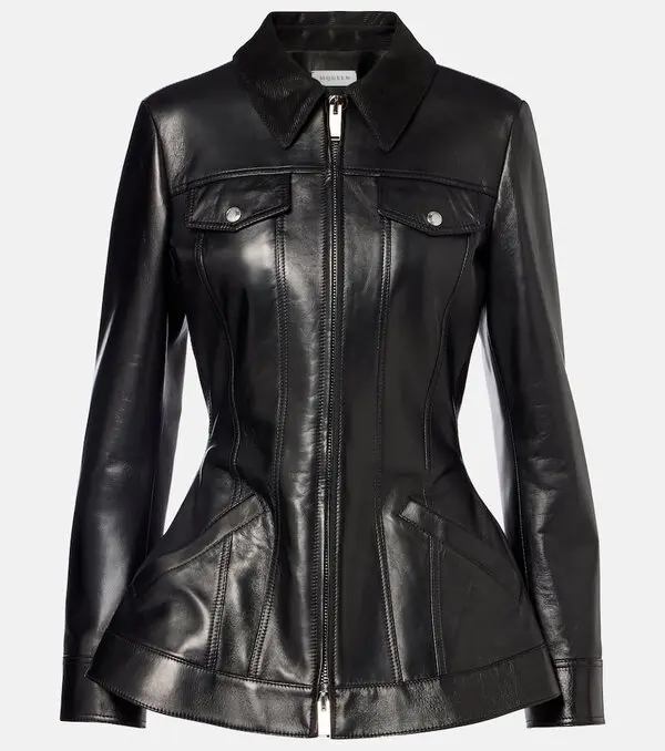Alexander McQueen Peplum Leather Jacket