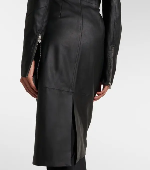 Rick Owens Gary Leather Coat - Black