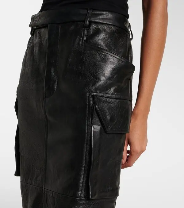 Rick Owens Firbanks Leather Midi Skirt