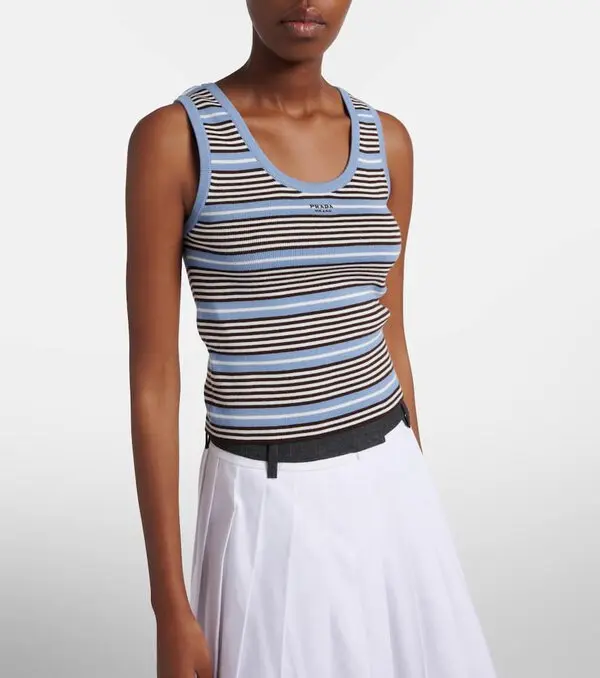 Prada Striped Cotton-blend Tank Top