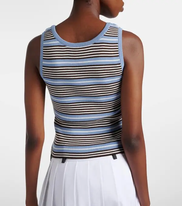 Prada Striped Cotton-blend Tank Top